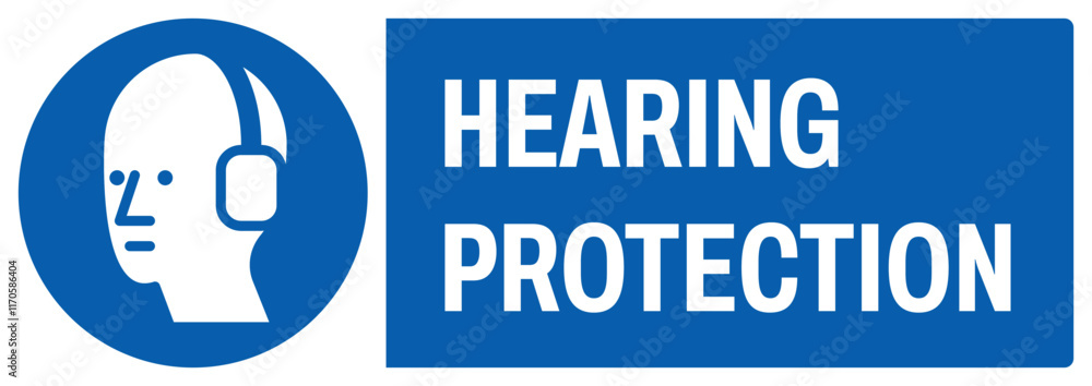 ISO mandatory safety signs uppercase text_hearing protection_landscape ...