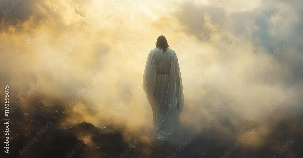 Jesus Christ Praying in the Garden of Gethsemane Seeking Strength and ...