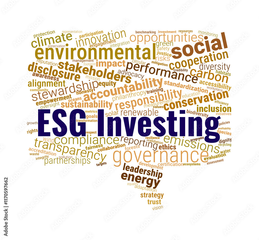 ESG Investing Word Cloud Stock Illustration | Adobe Stock