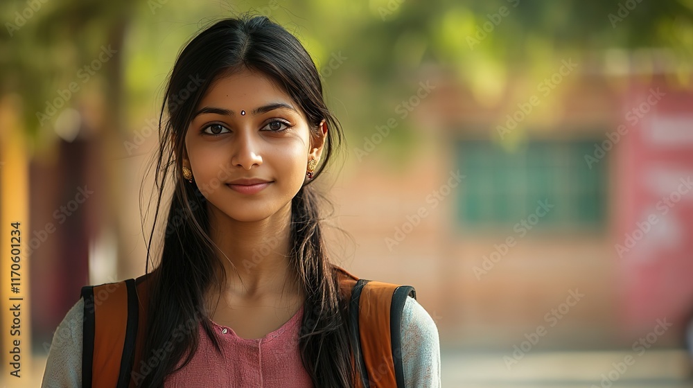 pretty indian college girl at the University Stock Photo | Adobe Stock