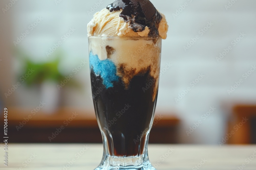Ice Cream Float. Homemade Black Cow Soda Beverage with a Cold Twist ...