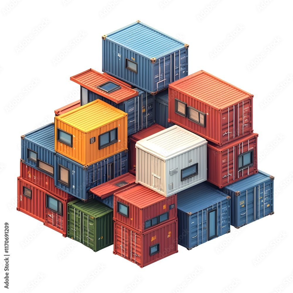 Stacked Shipping Containers Converted into Modular Homes in 3D ...