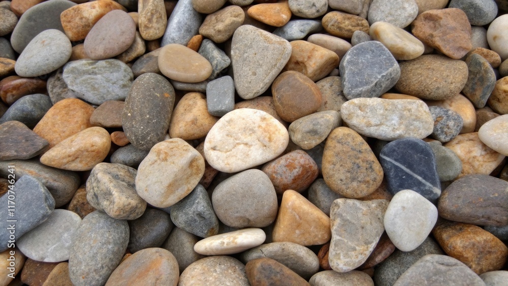 A closeup of individual gravel stones highlighting the shapes and ...