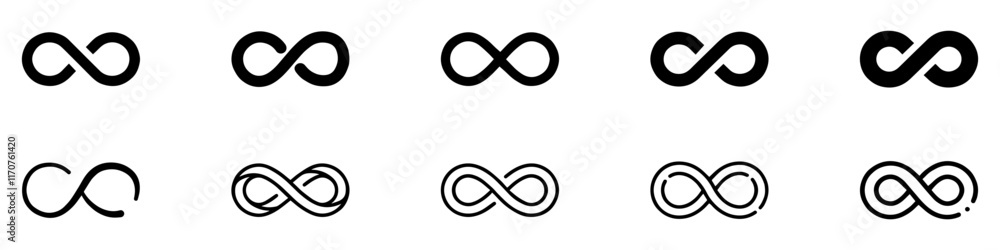 Infinity shape icon. Infinity symbols. Set of infinity icons. Symbols ...
