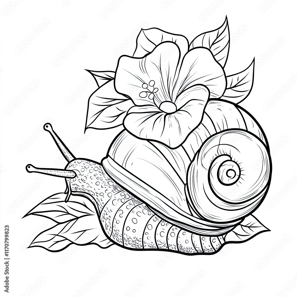 Simple Snail with Flower Coloring Page for Kids: Easy Printable ...