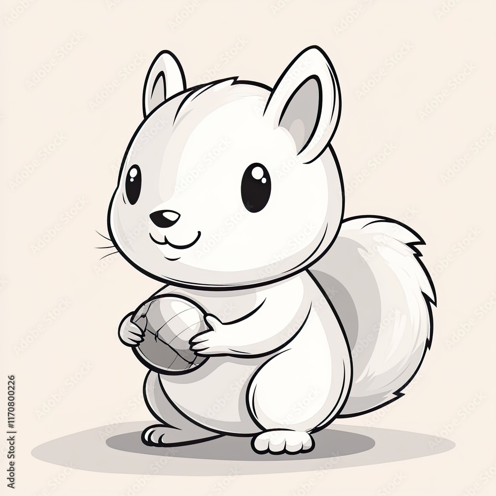 Simple Squirrel and Acorn Coloring Page for Kids: Easy Fun Educational ...