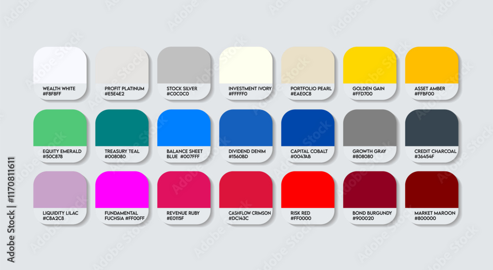 Vektor Investment Banker Color Guide Palette with Color Names. Catalog ...