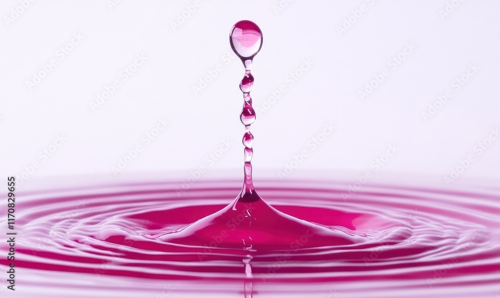 Pink water drop impact, ripple effect, studio backdrop, liquid splash ...