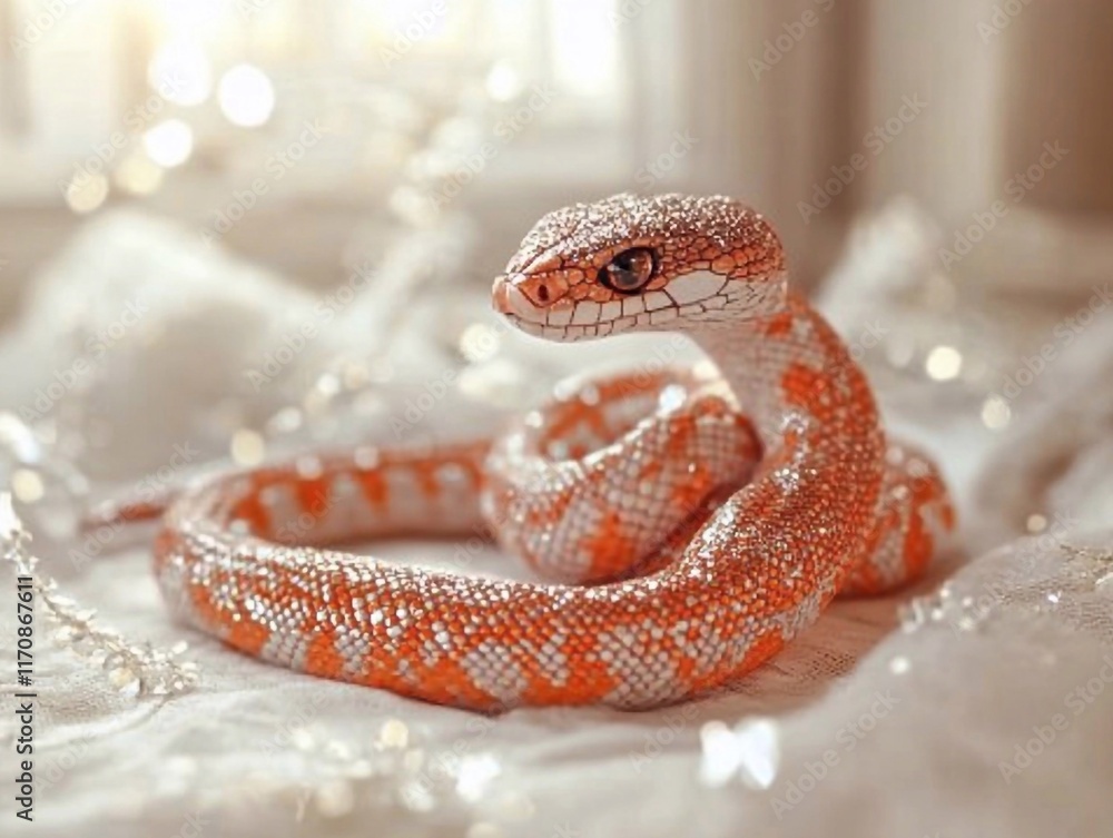 Beautiful fantasy cartoon snake with glitter and sparkle on scales ...