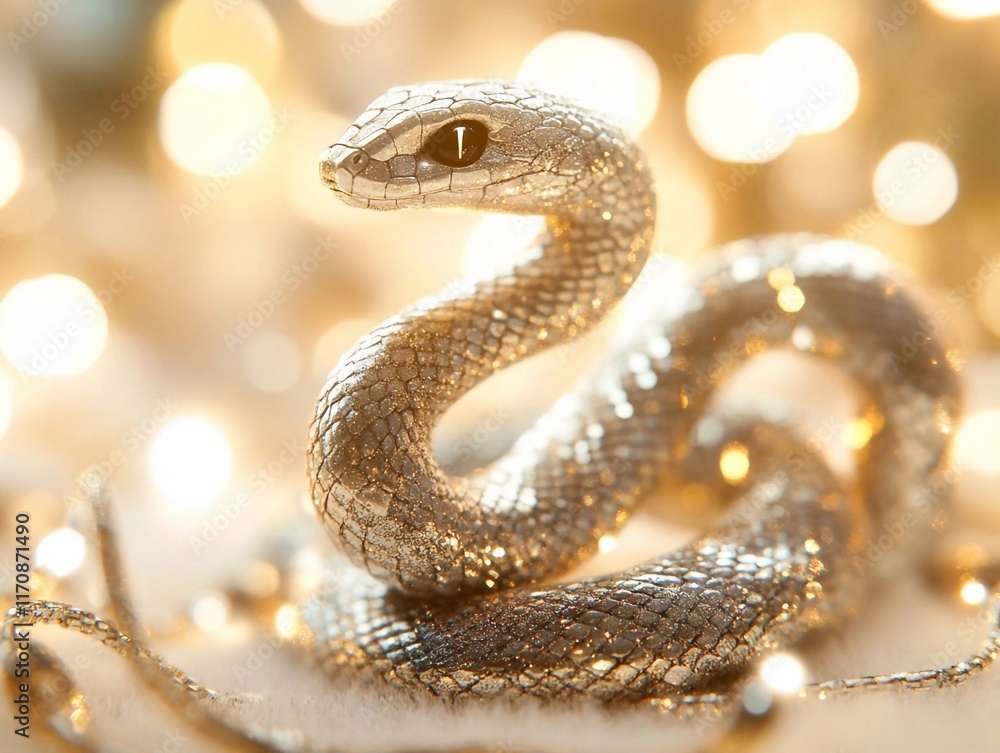 Beautiful fantasy cartoon snake with glitter and sparkle on scales ...