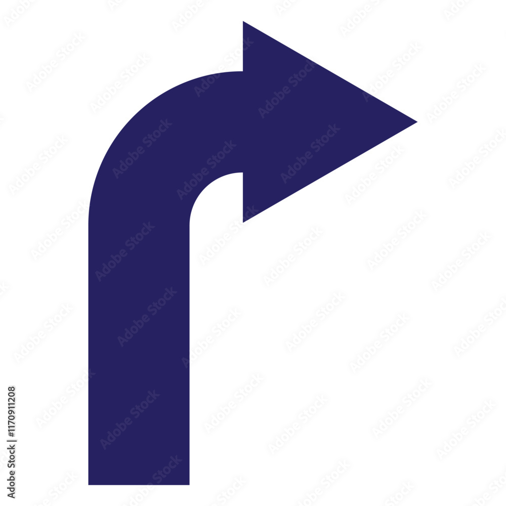 Black go back return arrow icon, simple vector u turn shape pointer ...