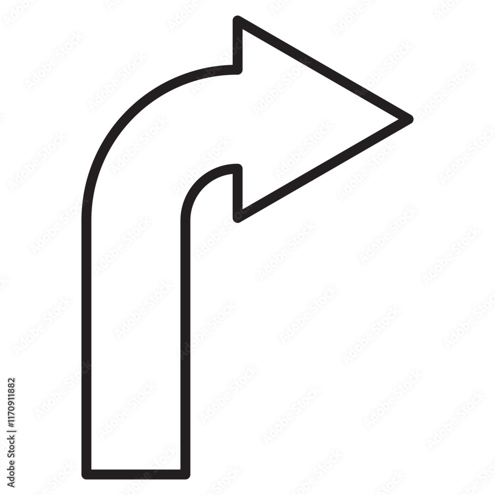 Black go back return arrow icon, simple vector u turn shape pointer ...
