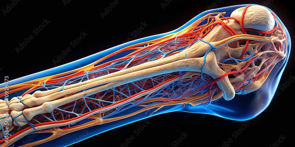 Human Ulna Bone Anatomy with Circulatory System - Detailed Medical ...