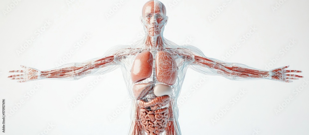 Human Anatomy: A 3D Model Revealing Internal Organs and Musculature ...