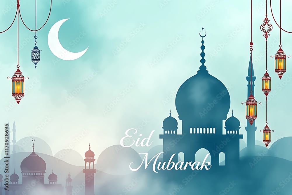 Eid Mubarak Gold and blue Eid al Fitr card design to celebrate the ...