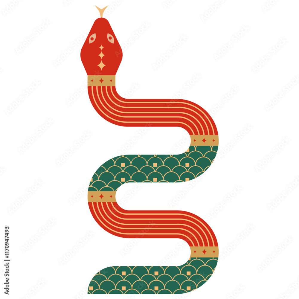 Red snake illustration for chinese new year and zodiac horoscope symbol ...