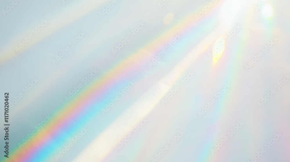 Holographic rainbow light refraction texture overlay with abstract soft ...