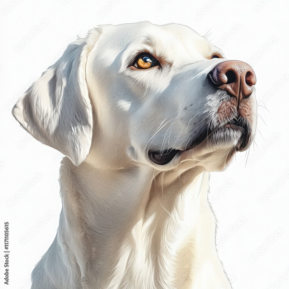 High Detail Labrador Dog in Animated GIF Style with Clean Edges on Pure ...