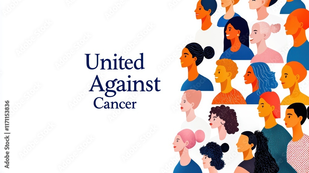 World cancer day advocacy. Campaign promoting unity and support against ...