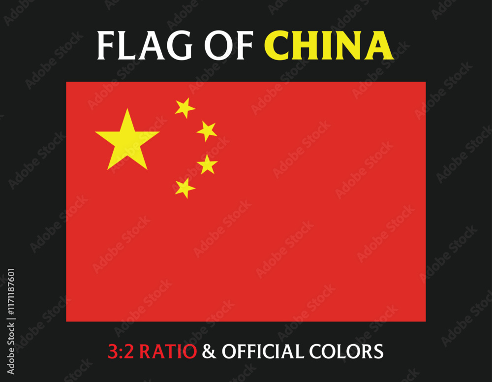 Stock-Vektorgrafik „National flag of China with official colors and 3:2 ...