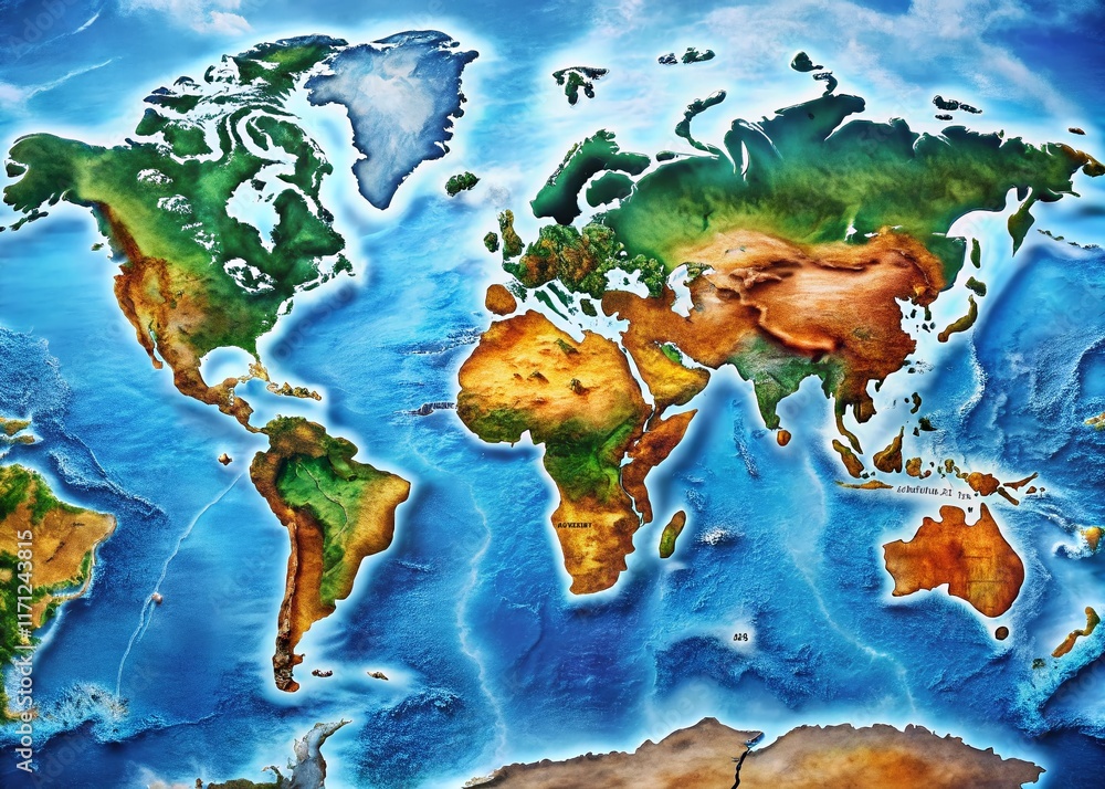 Stock-Illustration „World Oceans Map: High-Resolution Detailed ...