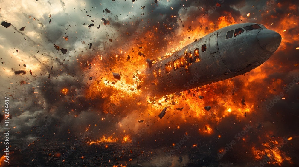 Catastrophic Explosion of Retrofuturistic Aircraft in Post-Apocalyptic ...