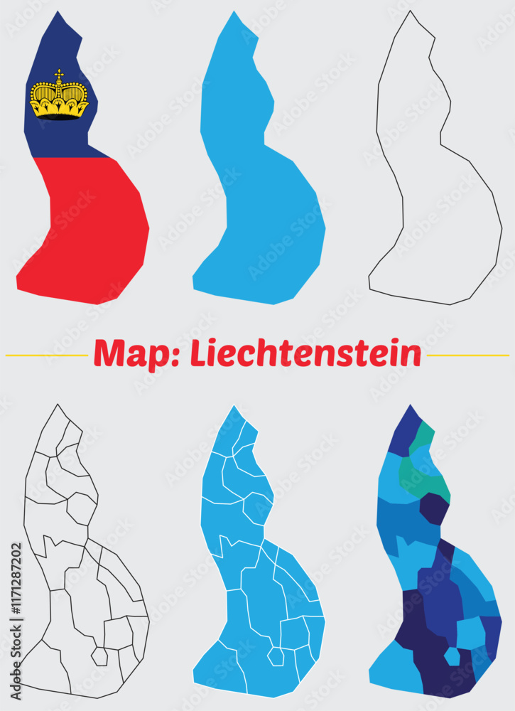 Vector de Stock Liechtenstein map set. internal provinces borders ...