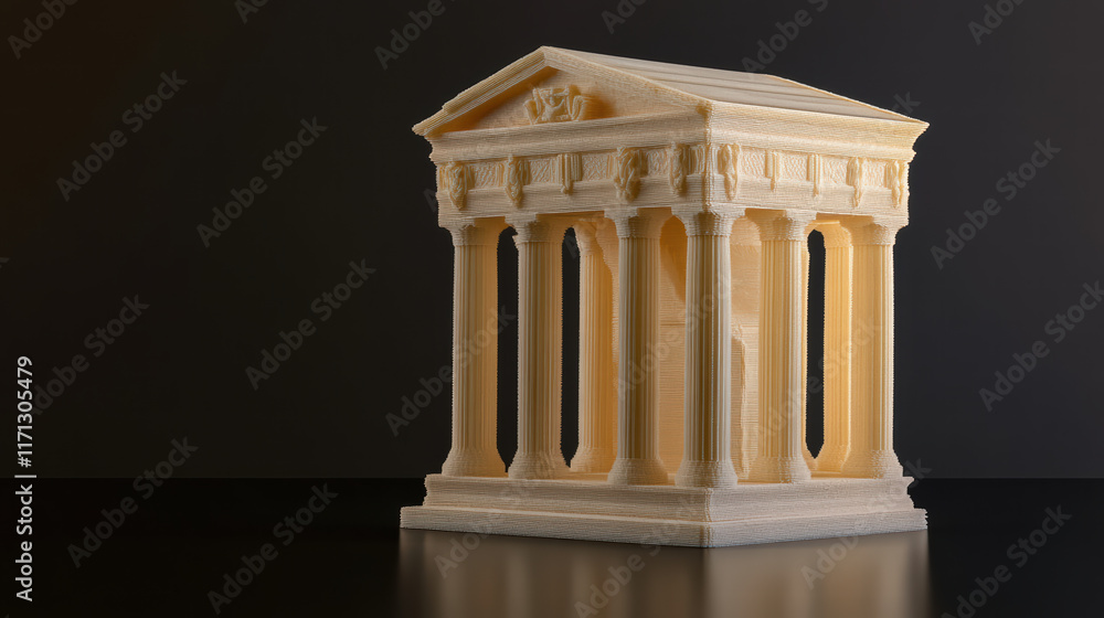 3D printed model of historical artifact featuring classical ...