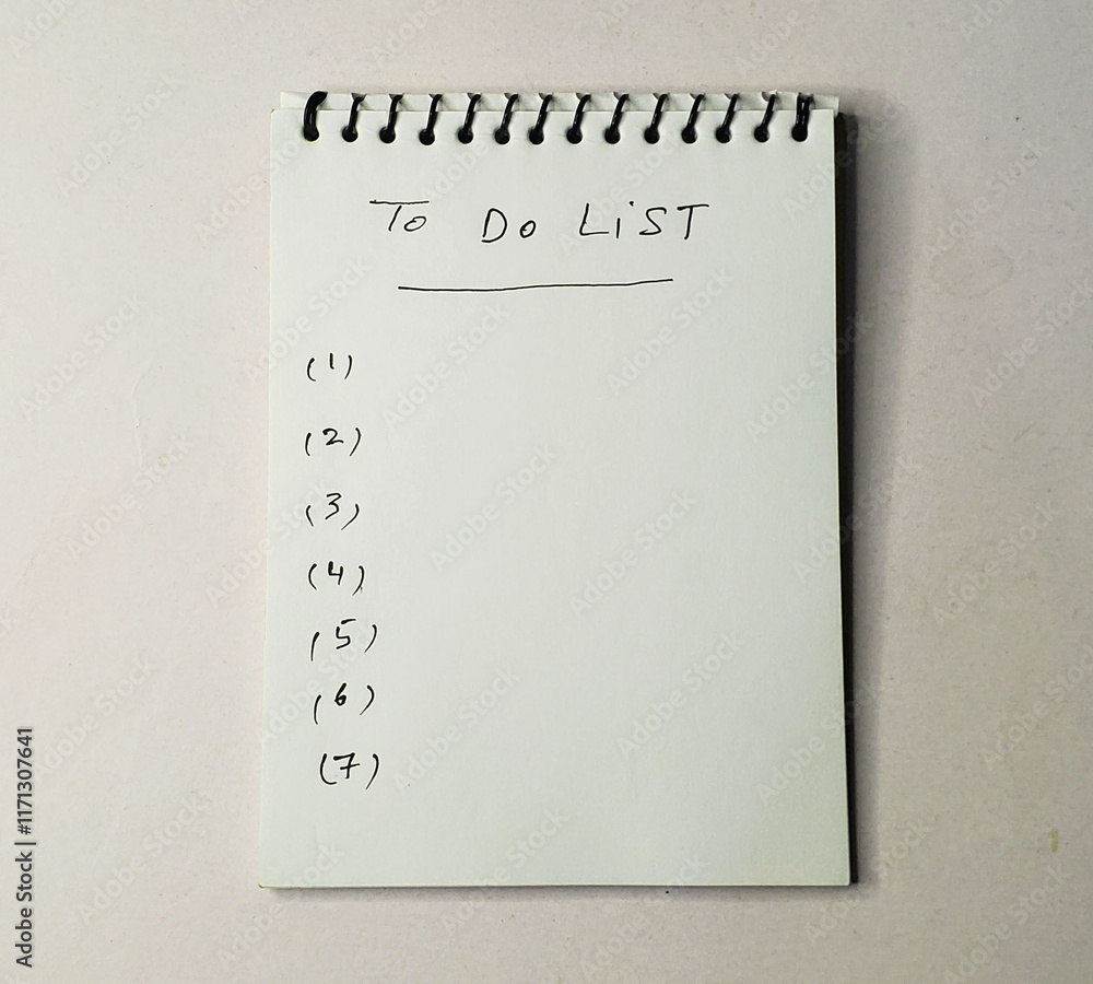 To do list on white paper, Hand written numbers 1 to 7. White ...