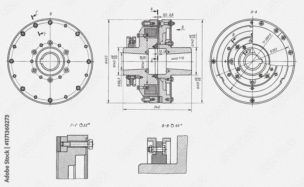 Electromagnetic coupling with anchor. Scheme of machine part ...