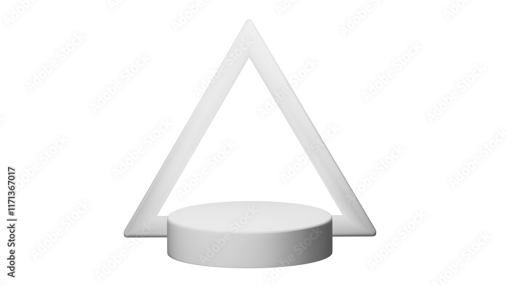 3D White Clean Cylinder Pedestal with Line Triangle Backdrop for ...