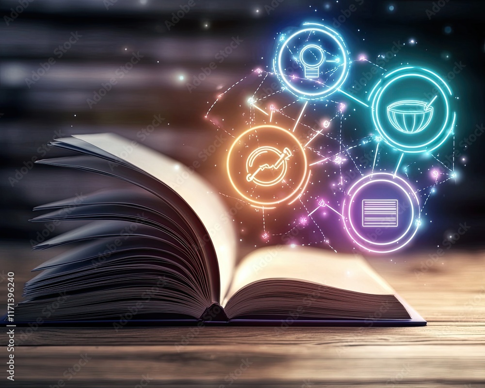 E-Learning Platforms With Diverse Educational Content and Tools, a neon ...