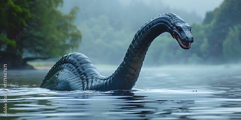 Nessie, the Legendary Loch Ness Monster, Rears Out of the Waters of ...