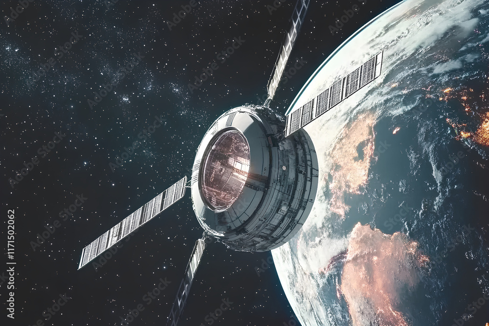 Spacecraft orbiting Earth in a stunning view of our planet and the ...