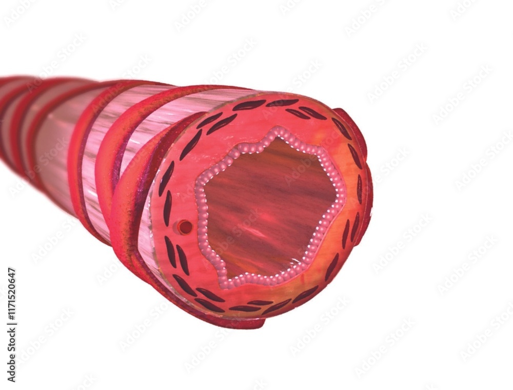 anatomical illustration of normal bronchiole - cross section Stock ...
