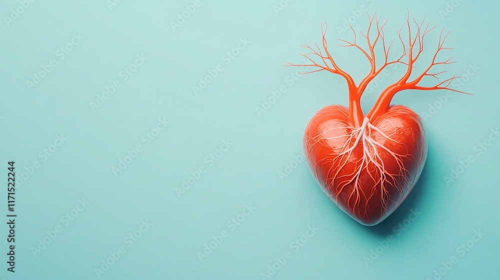 Heart anatomy illustration digital art medical concept minimalist ...