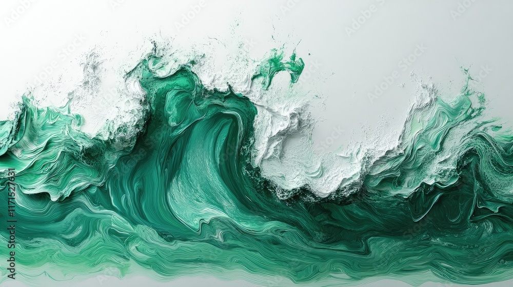 Captivating Abstract Fluid Art of Emerald Ocean Waves with Dynamic ...