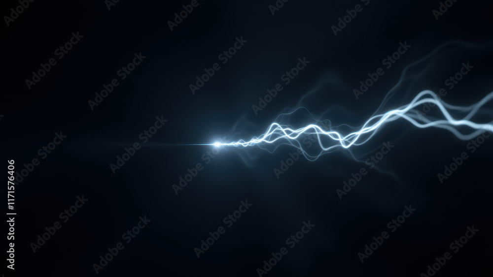 AI-generated electric shock effect with light rays emanating from dark ...