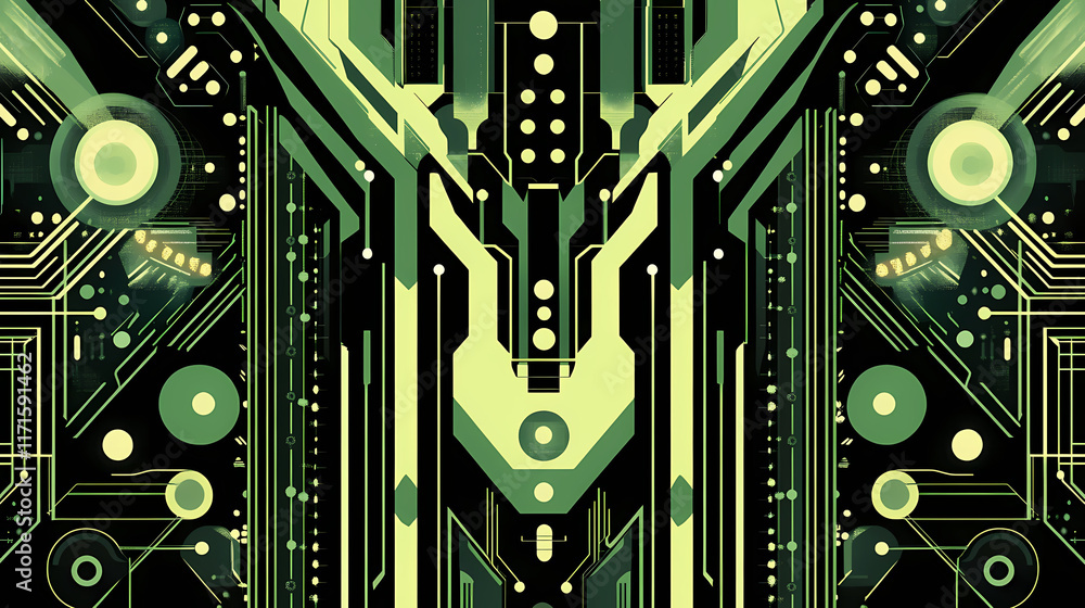 Vector graphic design of a modern tech background with green and black ...