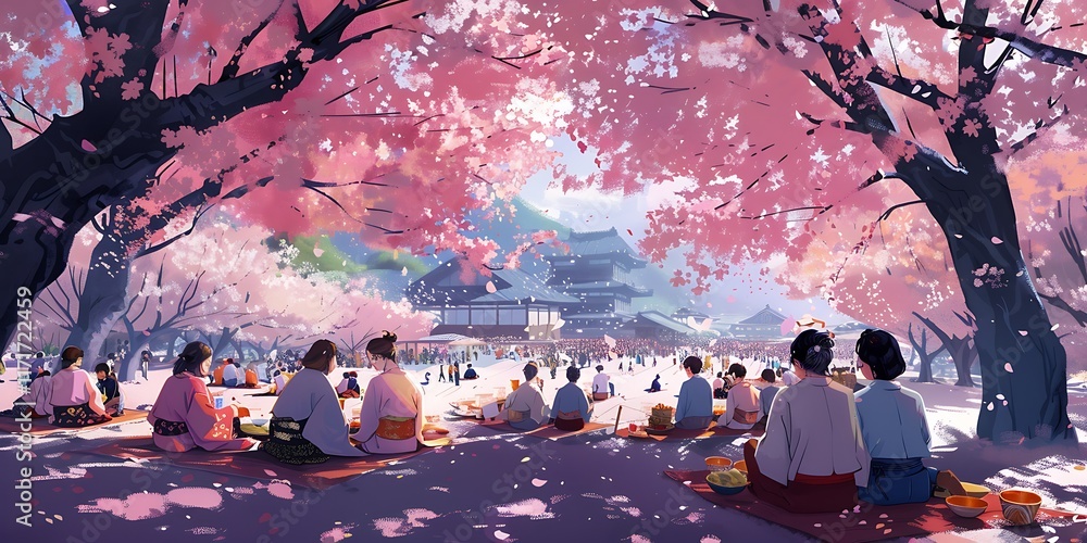 Cherry Blossoms in Full Bloom During Japan's Hanami Festival: A ...