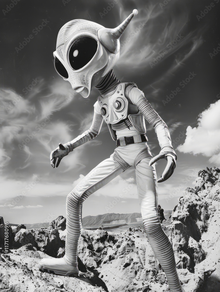 Stock-Foto „Retro 1960s 1950s style vintage b-movie reptilian space ...