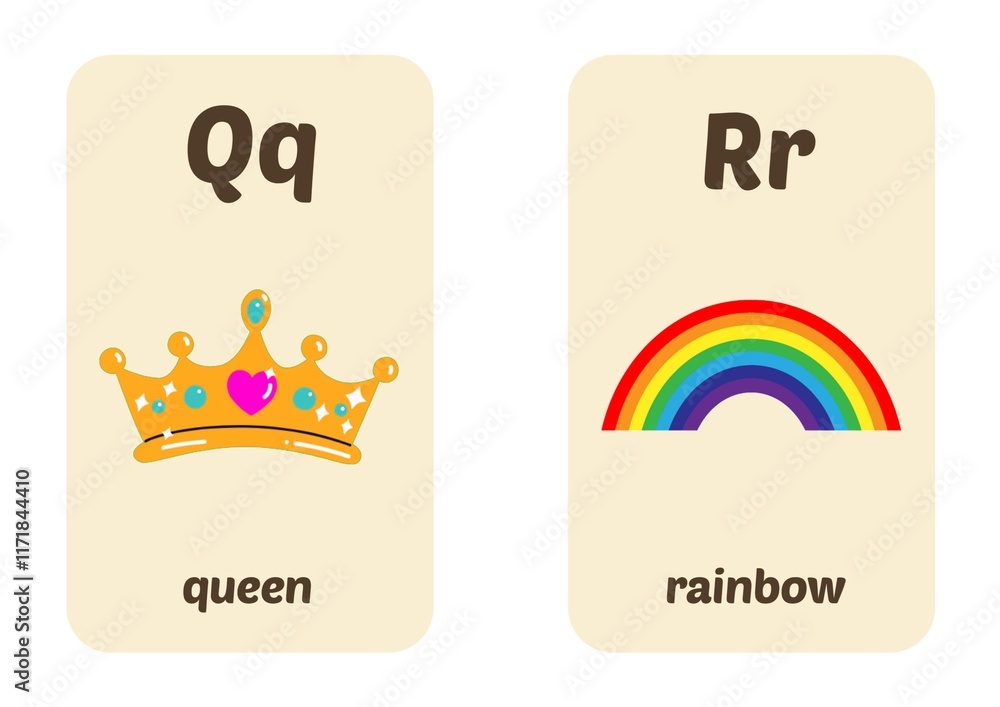 ABC Flash Cards. Letters, words and images. Educational Alphabet Cards ...