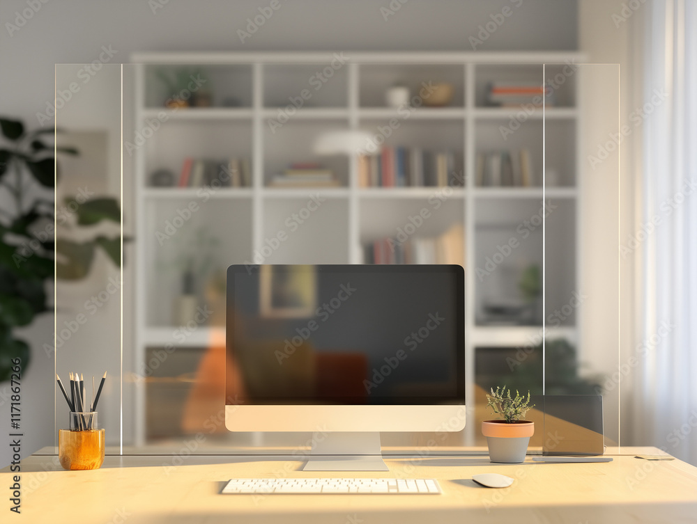 A modern and clean home office room background for online webinars and ...