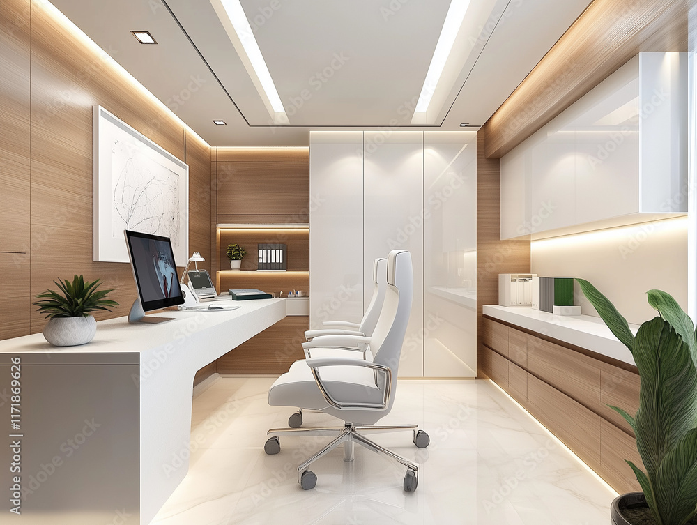 A modern and clean home office room background for online webinars and ...