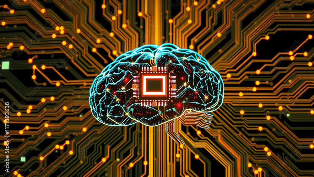 AI Brain Chip cortex. Artificial Intelligence audio human neurotransmitter receptors mind ...