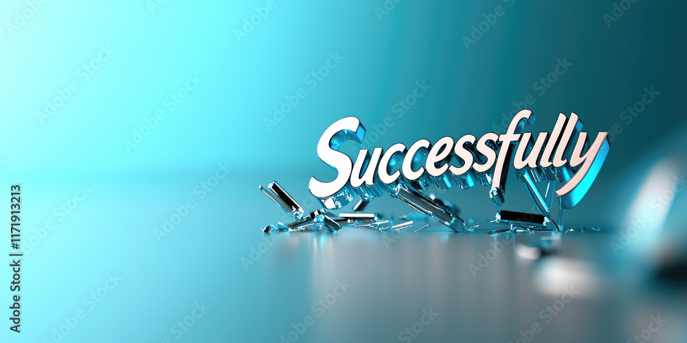 Successfully text banner template, order completed. Creative 3d ...