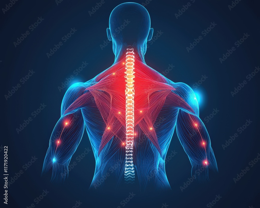 Trigger point charts displayed with labeled muscle areas. Stock ...
