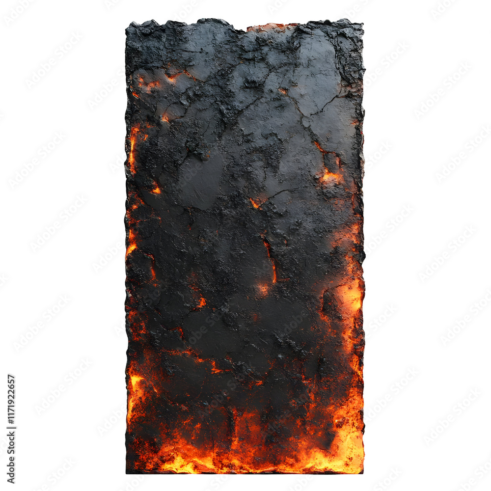Molten Lava Rock Texture Isolated on Transparent Background, Glowing ...
