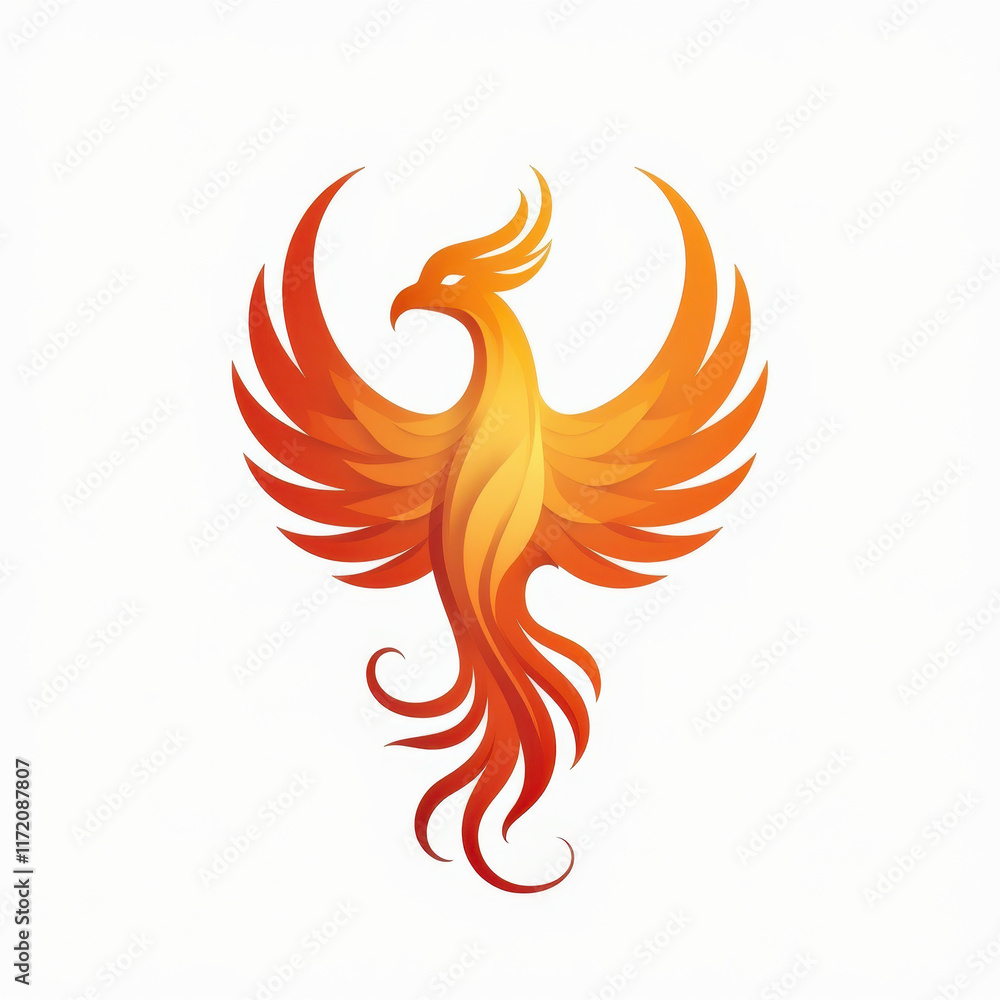Fiery Phoenix Logo: Rebirth & Power - Gradient color palettes Stock ...