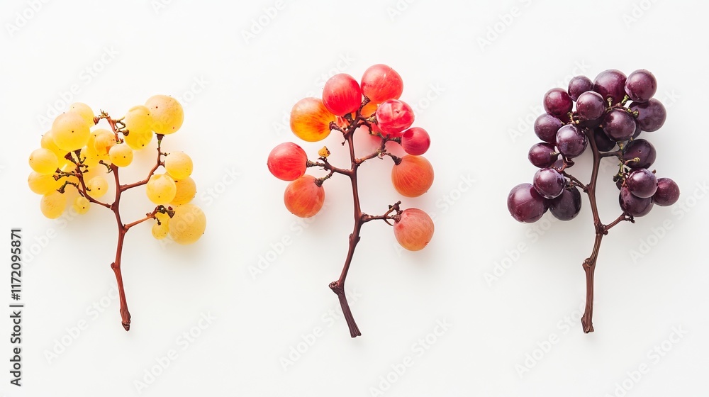 24.Trio of Japanese grape varieties on a pure white background, with ...